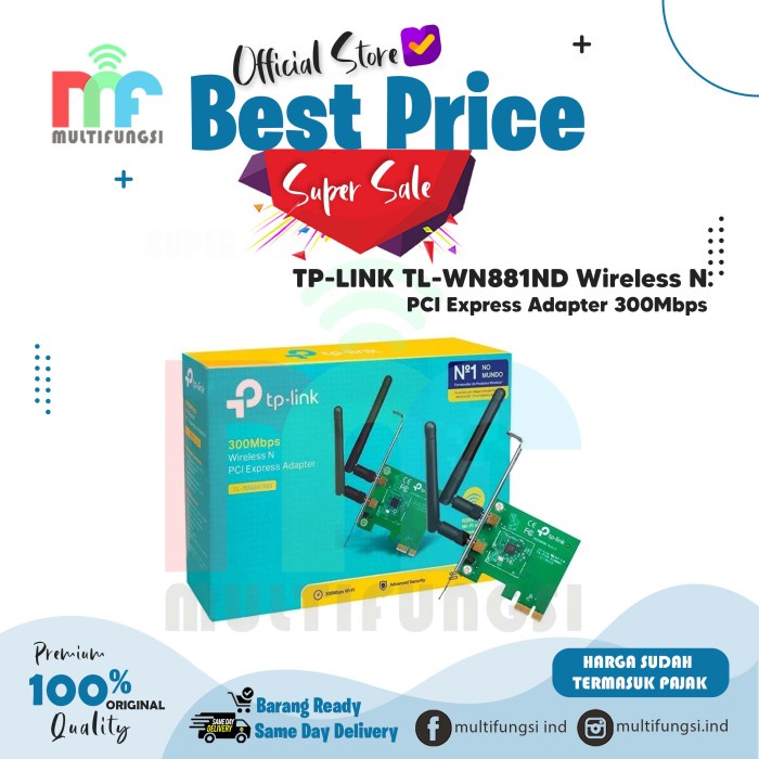 Jual TP-LINK TL-WN881ND Wireless N PCI Express Adapter 300Mbps TPLINK ...