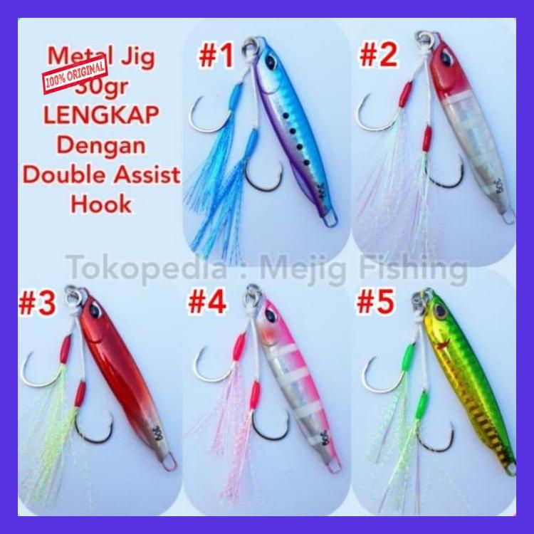 Jual Metal Jig 30 gr Drag Metal Cast Slim Lengkap Dengan Double Assist ...