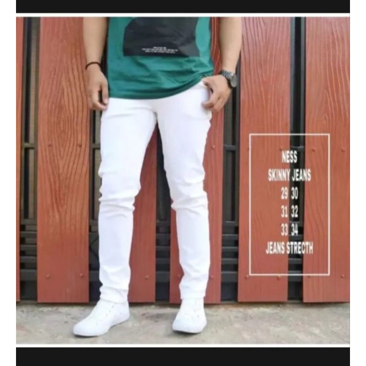 Jual Viral celana putih panjang pria super skinny//celana gaul//celana ...