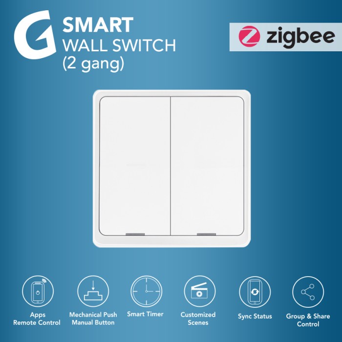 Jual Galvee Smart Zigbee Wall Switch / Saklar 2 Gang Without Neutral ...