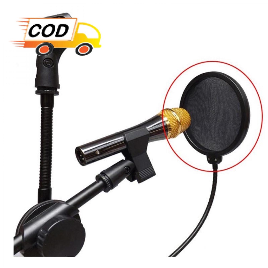 Jual Pop Shield Filter Mikrofon Peredam Suara Angin Noise Mic Dual ...
