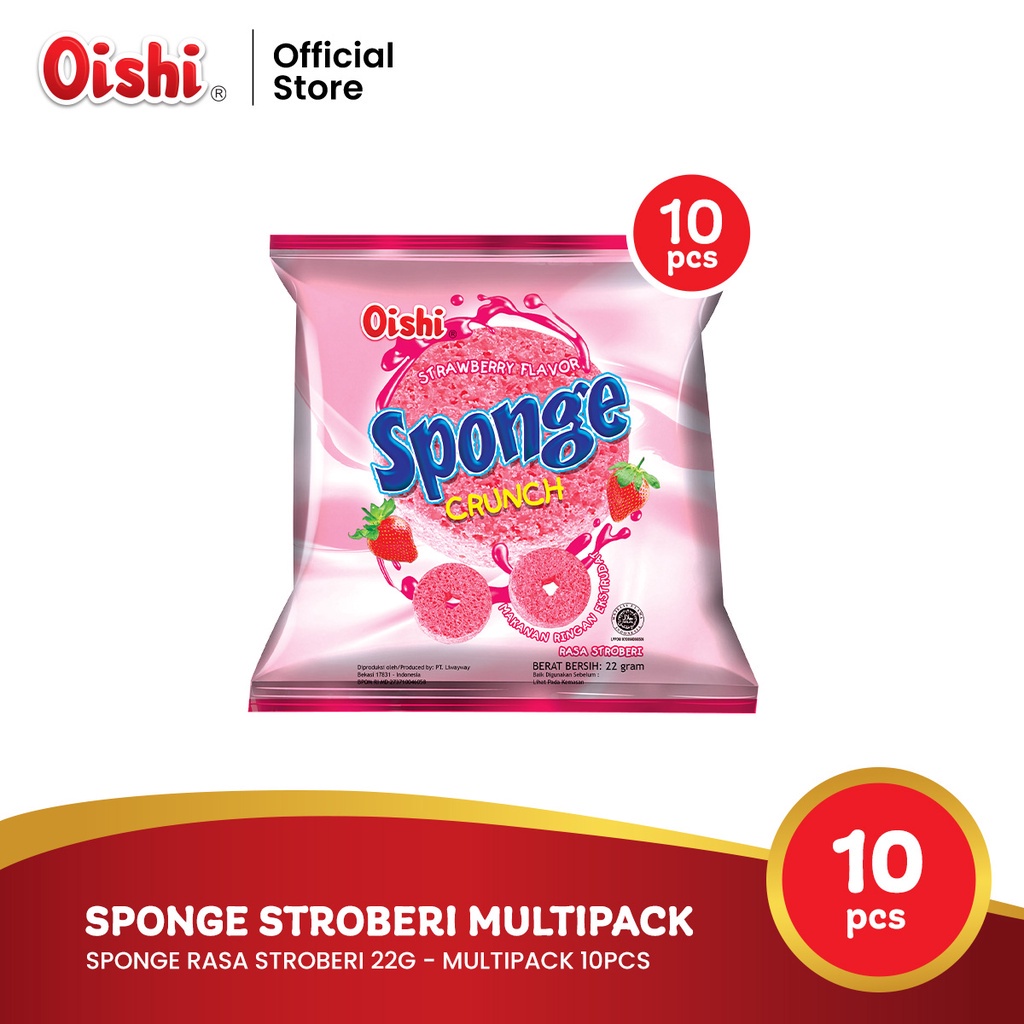 Jual Oishi Sponge Crunch Stroberi Renceng 22g | Shopee Indonesia