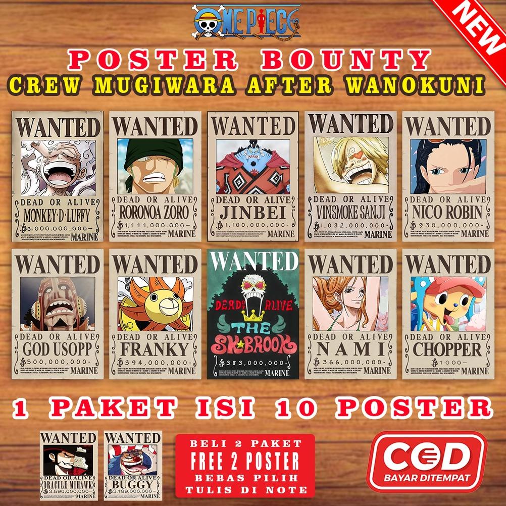 Jual Viral Poster Bounty One Piece Mugiwara Crew | 21 X 30 Cm | 1 Paket Isi 10 Poster | Shopee ...