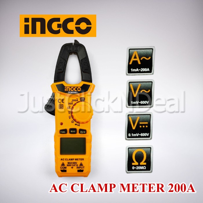 Jual PROMO!!! INGCO DIGITAL AC CLAMP METER 200A AMPERMETER MULTITESTER ...