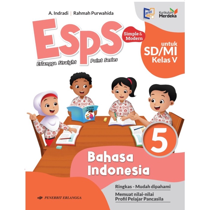 Jual BUKU ERLANGGA ORIGINAL ESPS BAHASA INDONESIA SD/MI KELAS 5 KURIKULUM MERDEKA + KUNCI ...