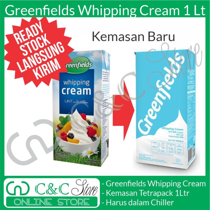 Jual Greenfields Whipping Cream 1 Liter 1L 1 L 1000Ml Krim Whip ...