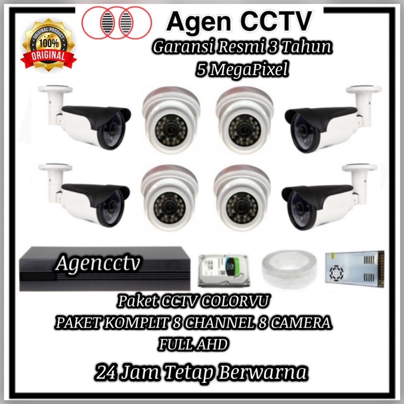 Jual Paket CCTV 8 Channel 8 Camera Full AHD 5MP IR Sony Camera CCTV ...