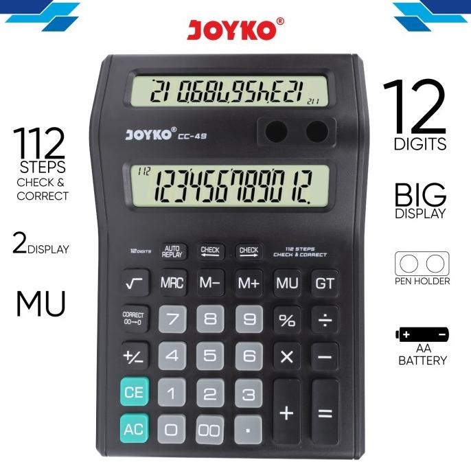 Jual Calculator Kalkulator Joyko CC-49 12 Digits 2 Display | Shopee ...