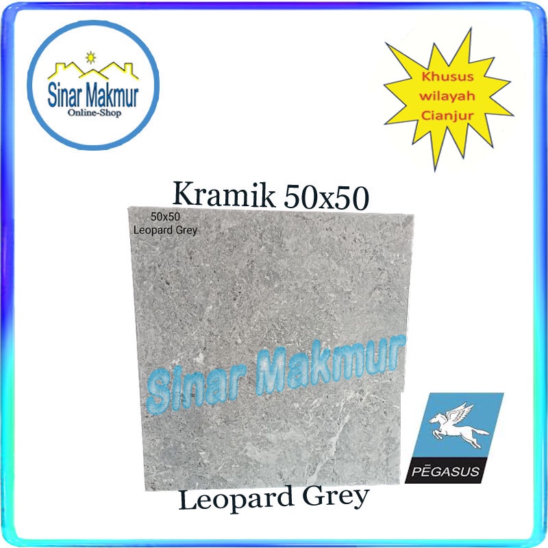 Jual Keramik Lantai 50x50 Leopard Grey (PEGASUS) | Shopee Indonesia