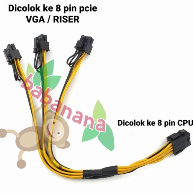 Jual Kabel 8 Pin MOBO to triple 8 Pin PCIE splitter cabang mining ...