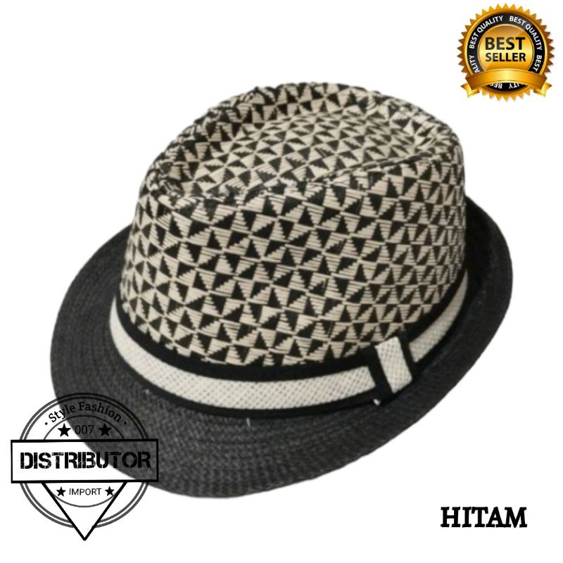 Jual Topi Fedora hat pria motif / Topi sumer import warna Hitam ...