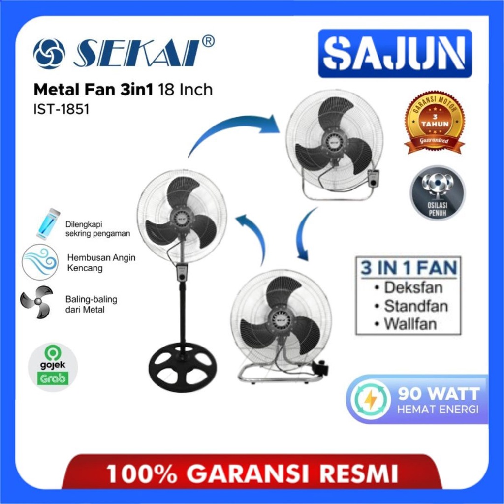 Jual SEKAI Metal Fan 3in1 IST1851 Kipas Angin 18 Inch IST 1851 | Shopee Indonesia