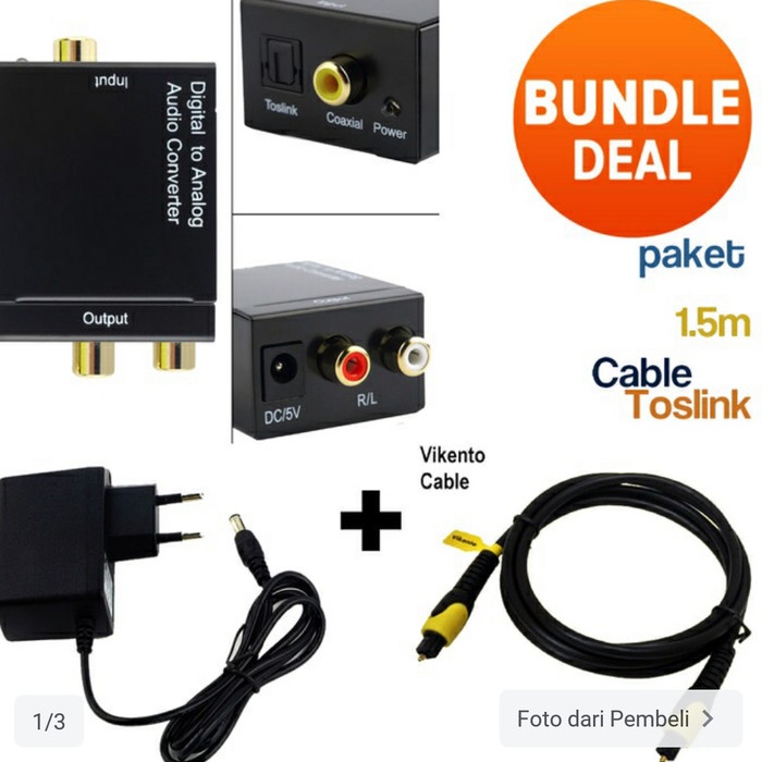 Jual Paket Kabel Optik Tos + Conventer Optik Audio To Rca/ Audio ...