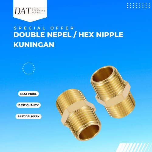 Jual 1/4" Double Nepel Hex Nipple Drat Luar Kuningan Size 1/4 Inch | Shopee Indonesia