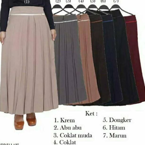 Jual Instan Rok kerja wanita muslimah model lipit plisket dari bahan ...