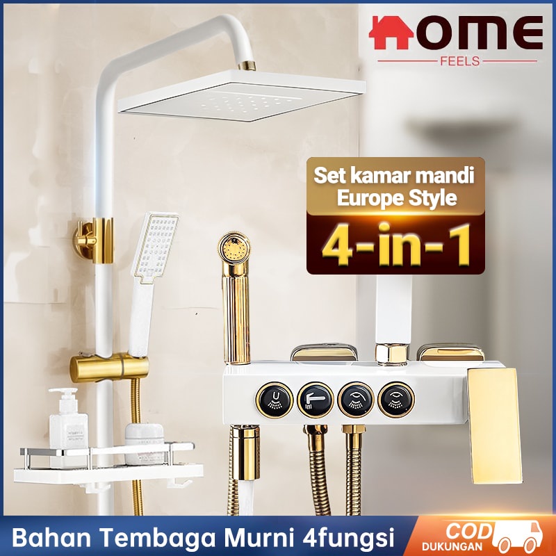 Jual Shower Set Kamar Mandi 4 fungsi / Toilet Shower Jet Washer / Black Gold sower kamar mandi ...