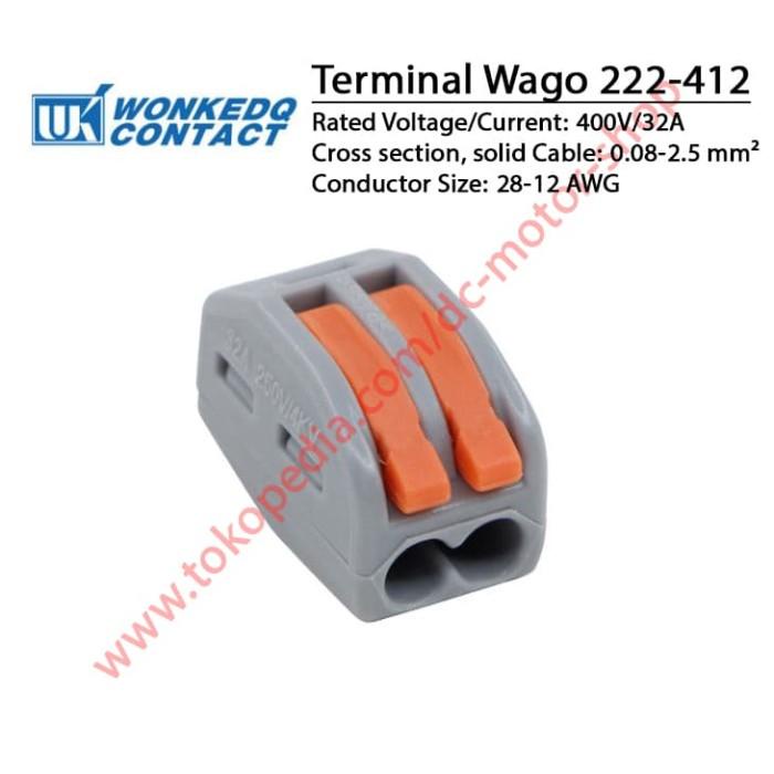 Jual WAGO Connector 2 Wire 222-412 Compact Terminal Block Lever Cage Clamp | Shopee Indonesia