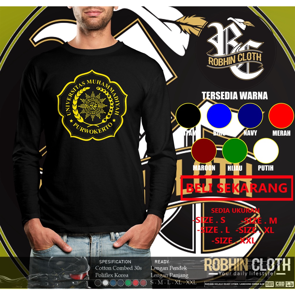 Jual Kaos Kampus Universitas Muhammadiyah Purwokerto Logo Lengan ...