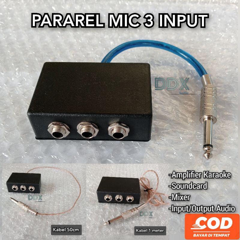 Jual PARALEL MIC 3 input / Penambah input Mic / Converter Sound Card ...