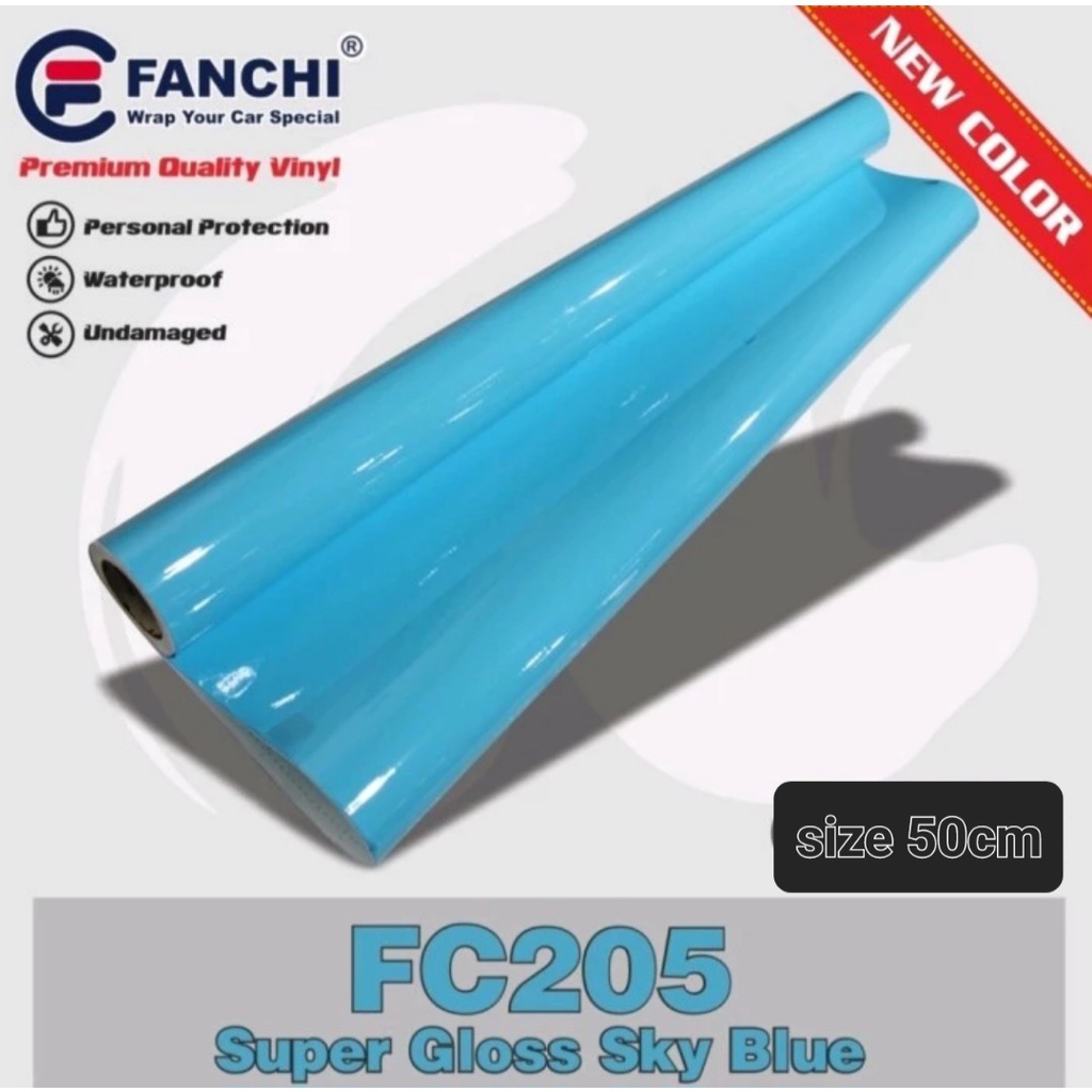 Jual Sticker Fanchi FC205 Super Gloss Glossy Sky Blue Premium Wrap per ...