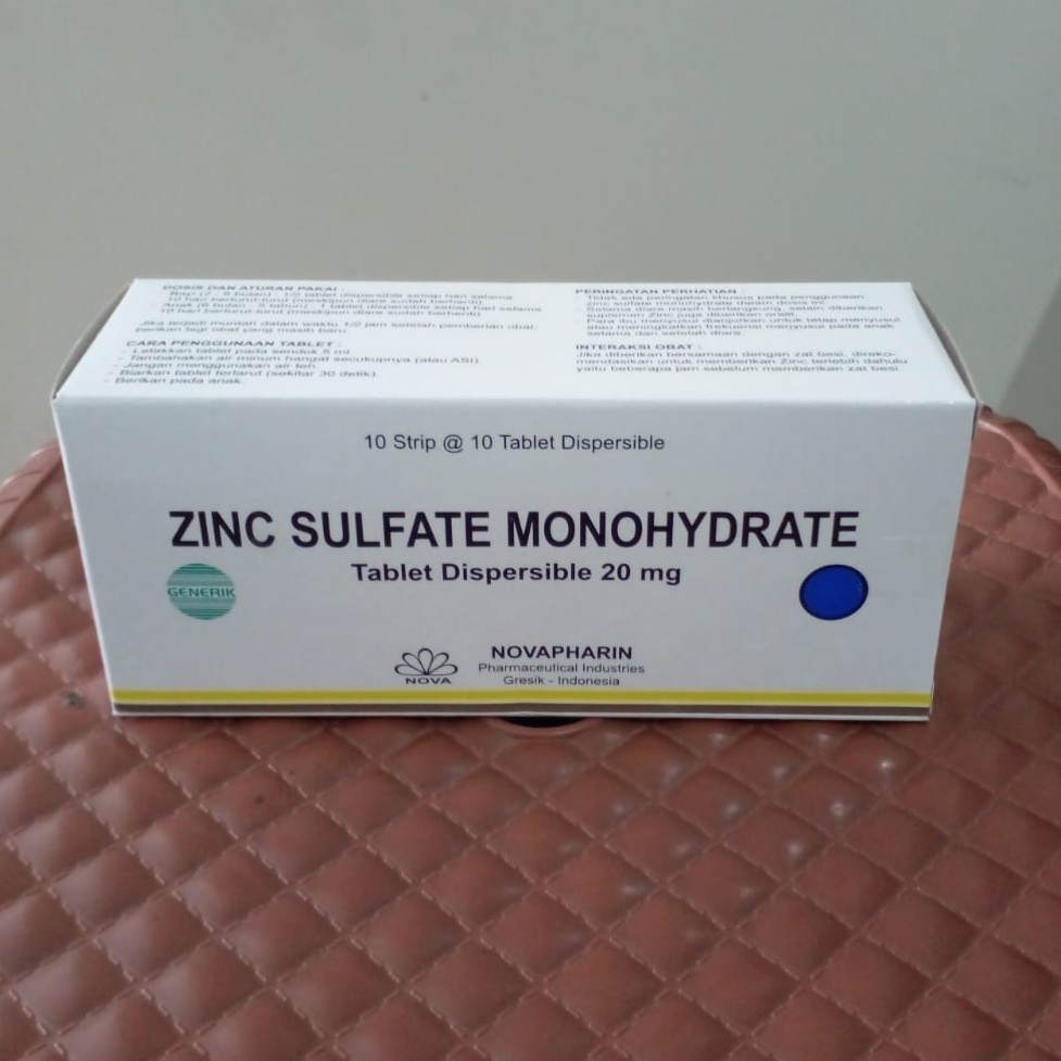 Jual Nova Zinc Sulfate 20 Mg (1 Box = 10 Strip = 100 pcs) | Shopee ...