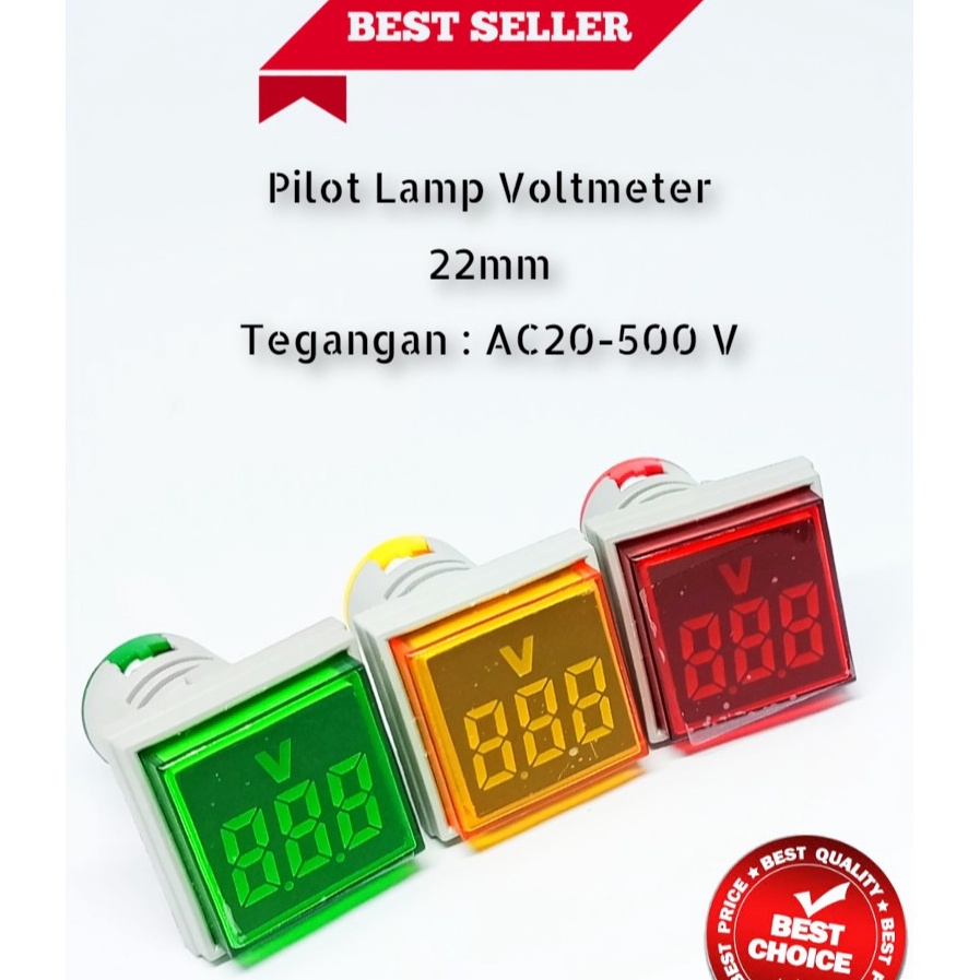 Jual Harga Termurah Pilot Lamp Voltmeter 22mm Digital Persegi Hijau ...
