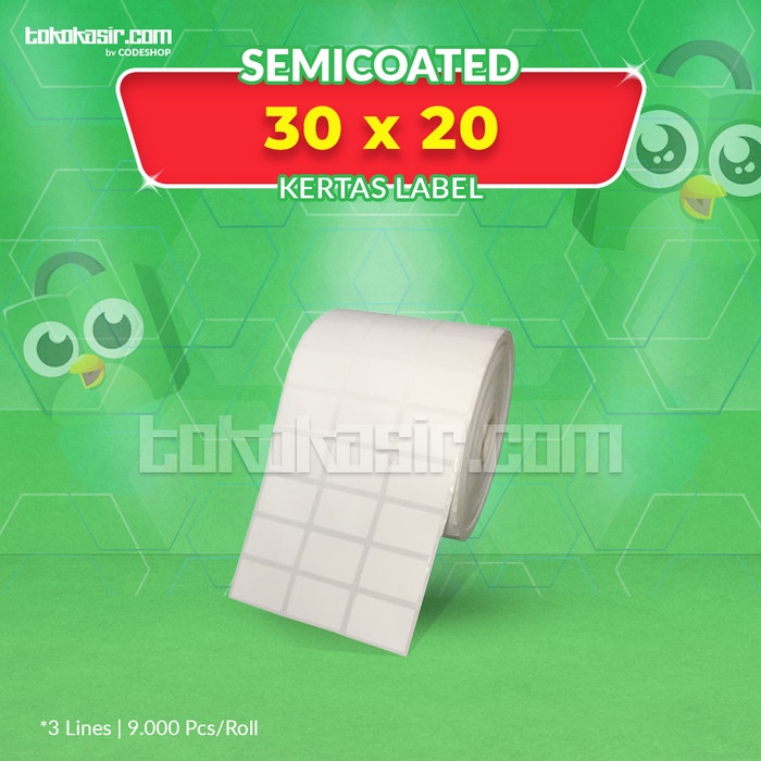 Jual Kertas Label Barcode Semicoat ukuran 30x20mm - 30 x 20 mm 3 Line ...