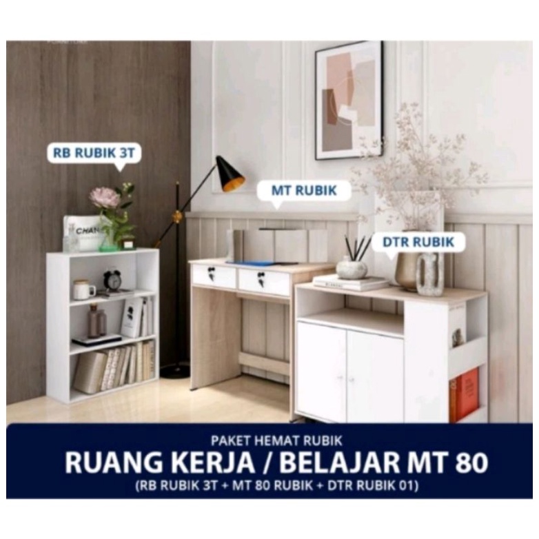 Jual paket ruang belajar rak dorong meja tulis rak buku | Shopee Indonesia