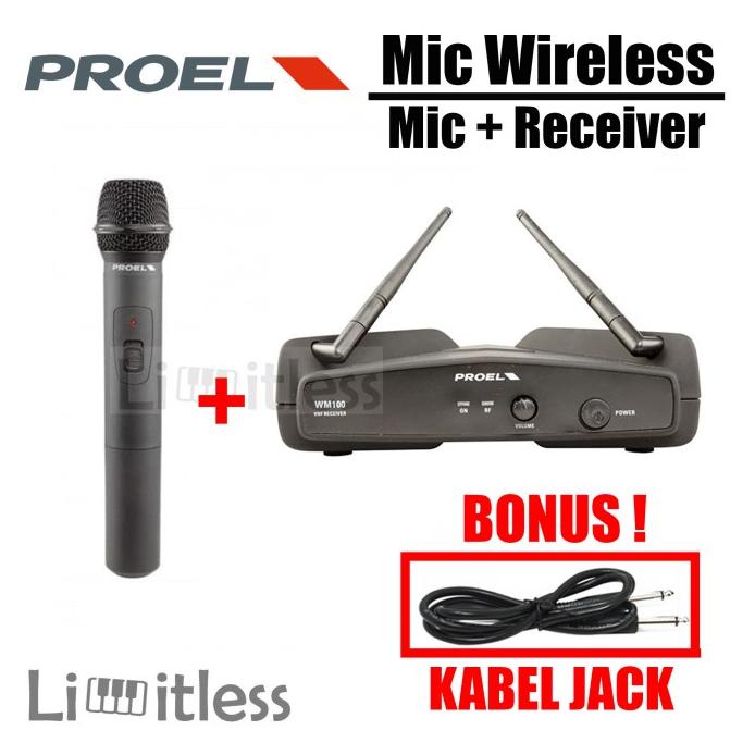 Jual MIC WIRELESS PROEL WM100M MICROPHONE VHF SINGLE HANDHELD ORIGINAL ...