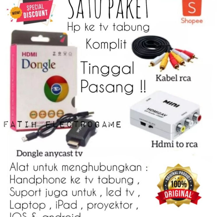 Jual Pasti Murah LENGKAP HP KE TV TABUNG / SCREEN MIRRORING ANYCAST ...