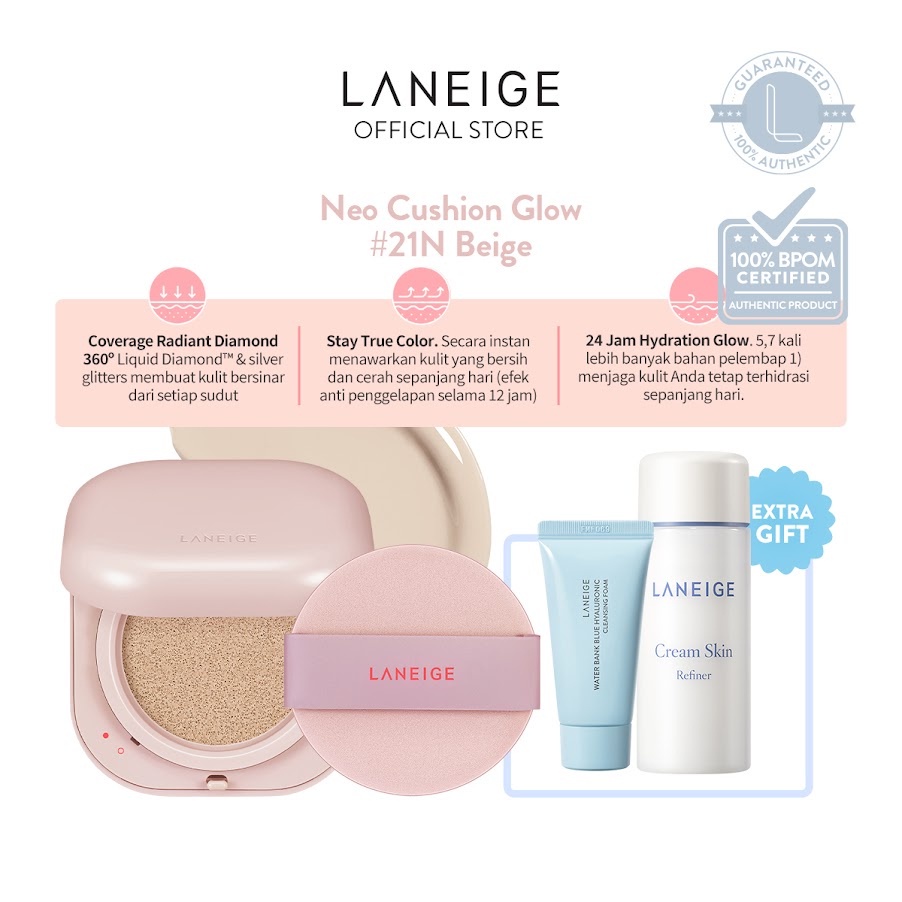 Jual Buy 1 Get 2 LANEIGE NEO Cushion Glow 21N 15G | Shopee Indonesia