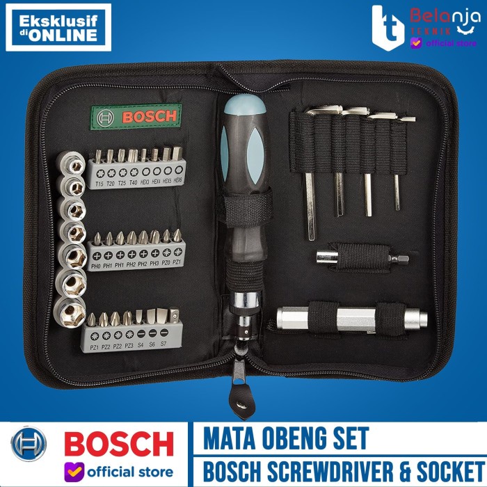 Jual BOSCH Screwdriver and Socket Set / Mata Obeng dan Soket Set 38 Pcs ...