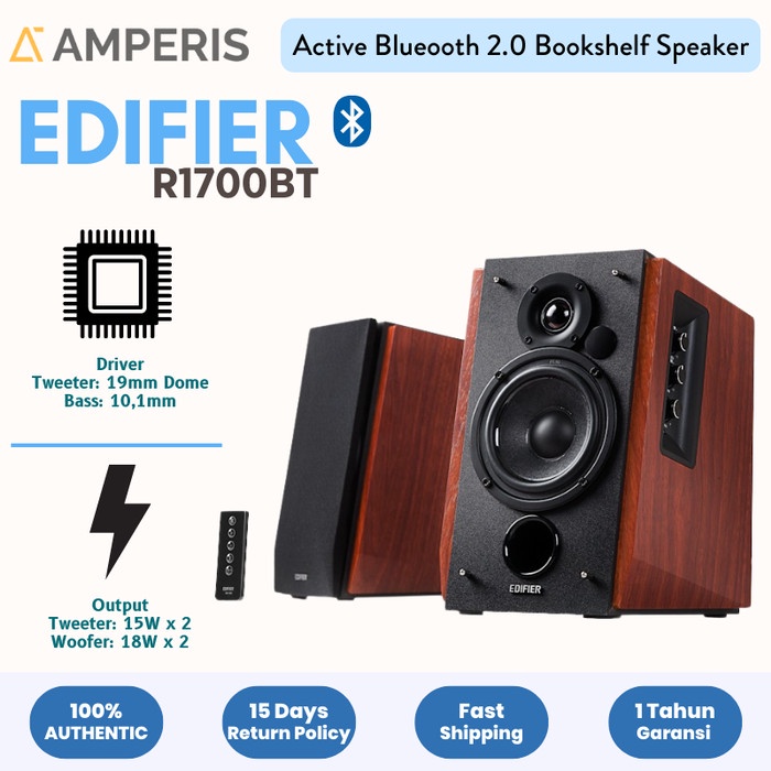 Jual EDIFIER R1700BT Active Speaker 2.0 Bluetooth Bookshelf Set with Remote - Hitam | Shopee ...