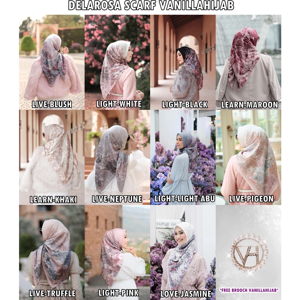 Jual DELAROSA SCARF VANILLAHIJAB Learn, Live, Light, Love (Free brooch) | Shopee Indonesia