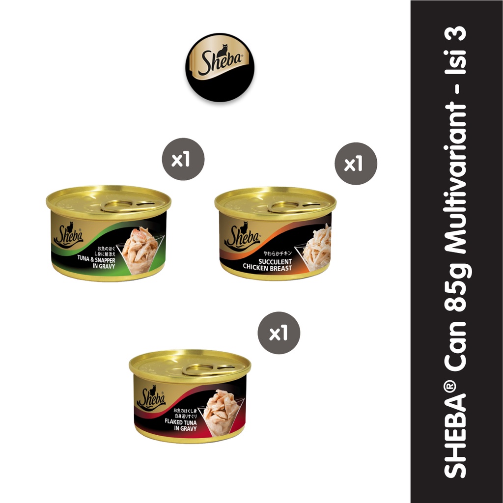 Jual Sheba Can Makanan Kucing Basah Premium Multivariant 85 gr - Isi 3 ...