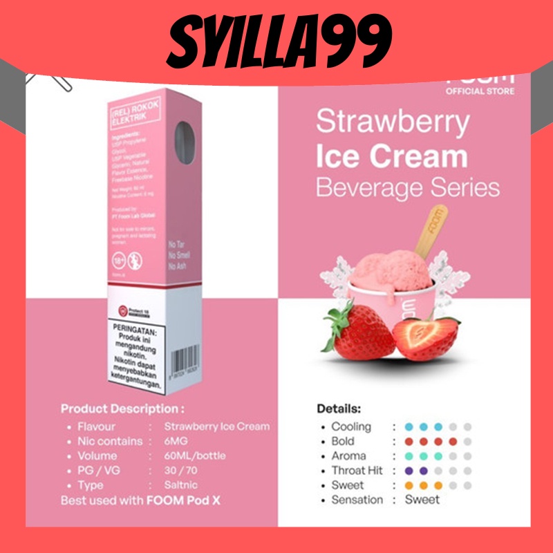 Jual LIQUID FOOM STRAWBERRY ICE CREAM FREEBASE BY FOOMLAB 60ML | Shopee ...
