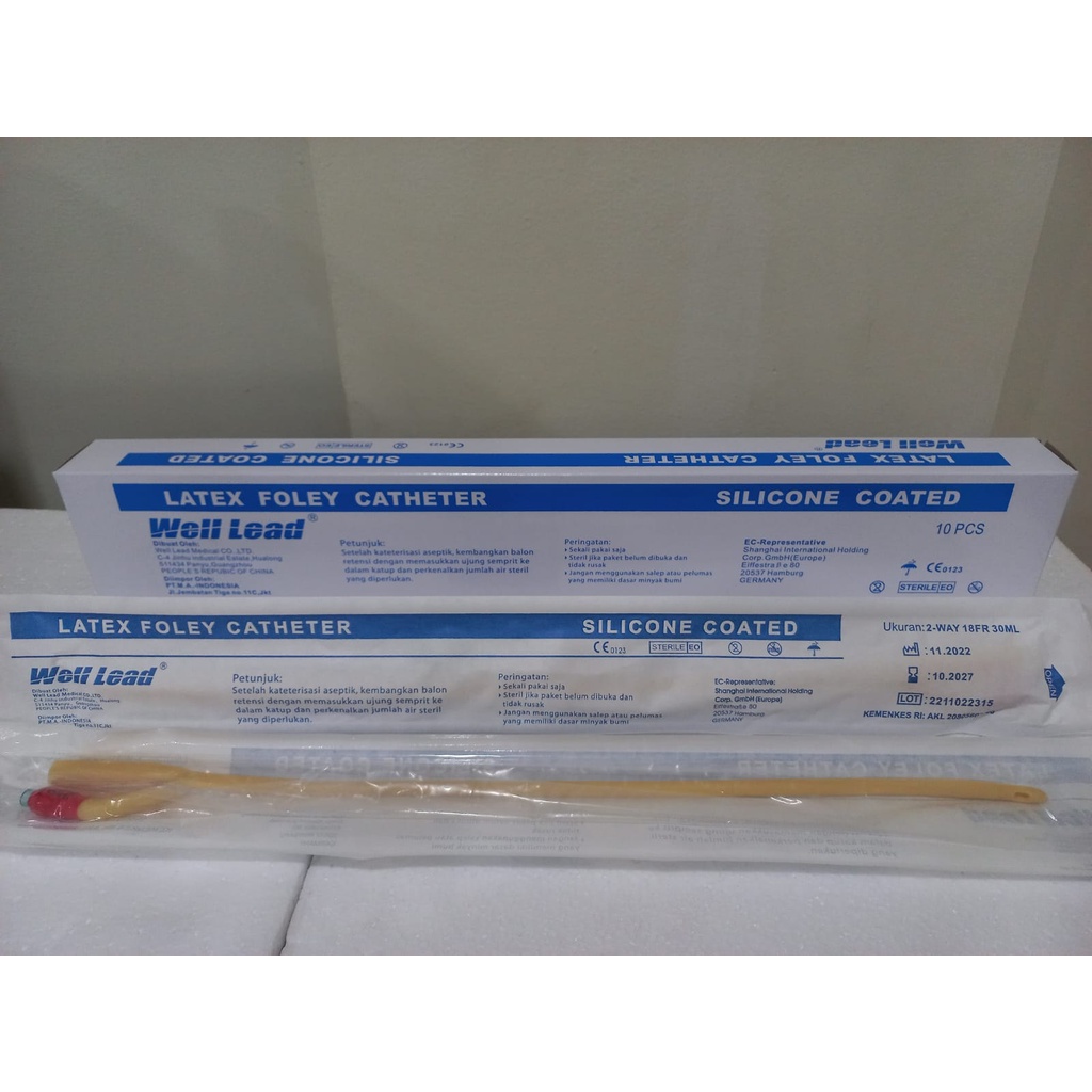 Jual FOLEY CATHETER LATEX WELL LEAD 2 WAY COATED 18FR SELANG CATHETER ...