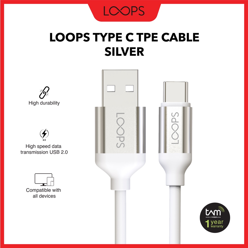 Jual LOOPS Type C TPE Cable - Silver | Shopee Indonesia