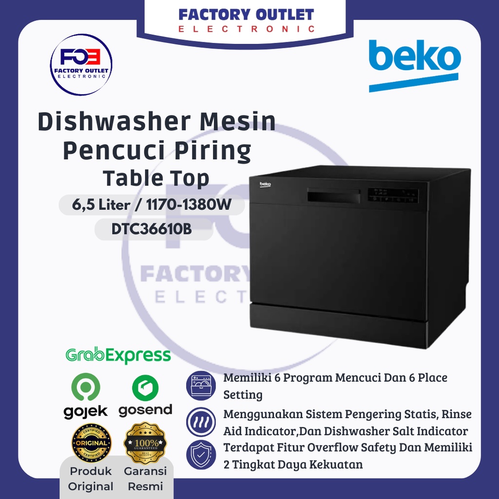 Jual BEKO DTC36610B Dishwasher Table Top Mesin Pencuci Piring 50 cm ...