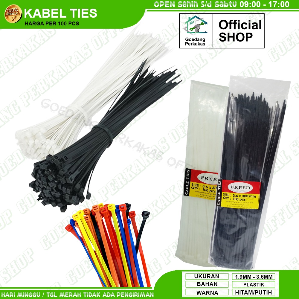 Jual Kabel Ties Besar Hitam Putih 300MM Freed Klip Kabel 100 Pcs ...