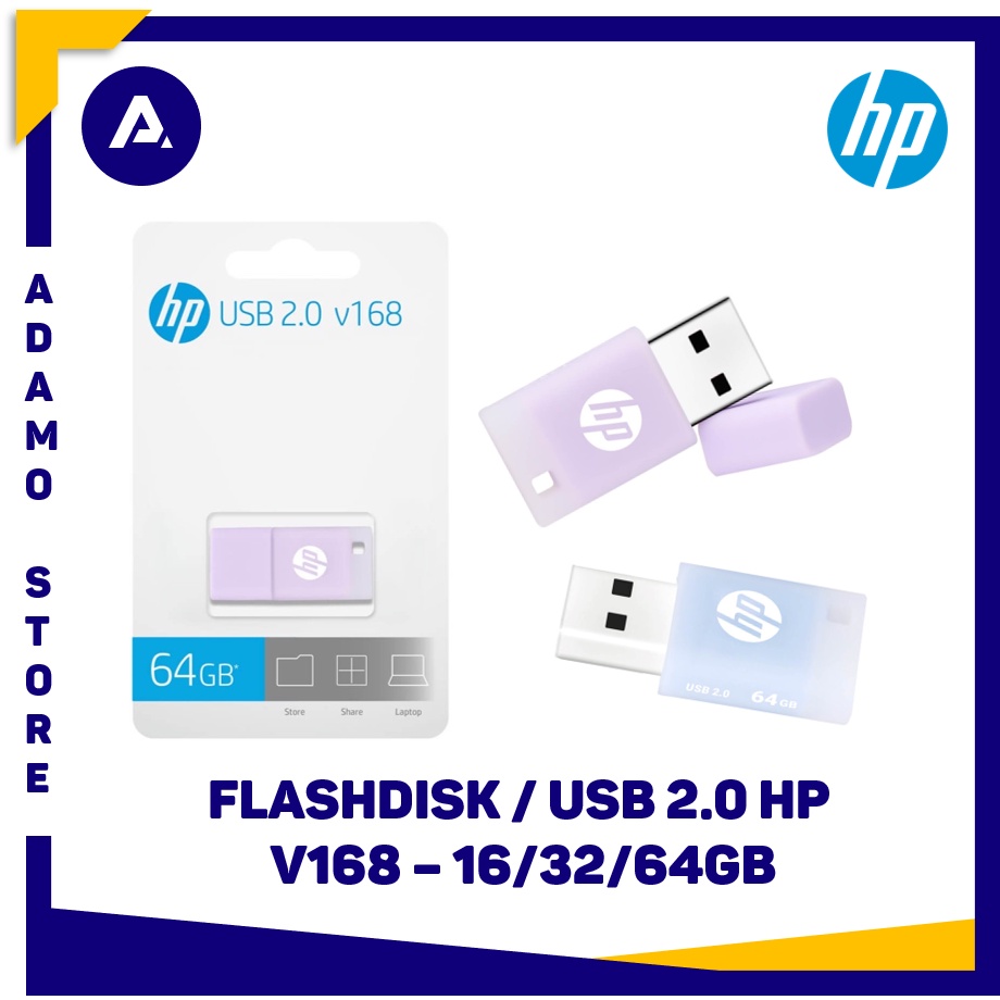 Jual Flashdisk Flash Disk HP v168 16GB 32GB 64GB USB 2.0 Karet Biru ...