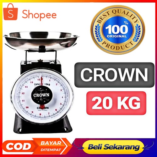 Jual Timbangan Duduk-Jarum 20kg MERK CROWN Stainless-Barang kokoh ORIGINAL PRODUK | Shopee Indonesia