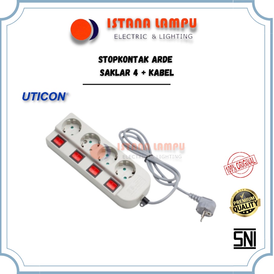 Jual Uticon Stop kontak Arde 4 LUBANG + SAKLAR + KABEL ST-1482 SW ...