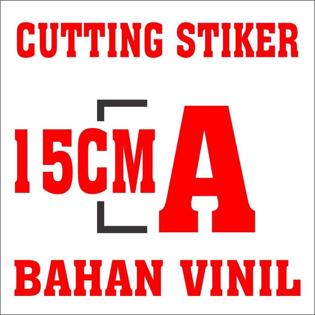 Jual stiker cutting huruf 15cm - bahan vinil - satu warna - merah ...