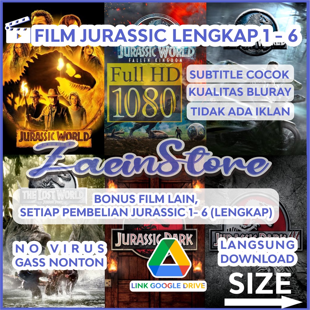 Jual FILM JURASSIC LENGKAP 1 - 7 JURASSIC PARK JURASSIC WORLD FILM ...