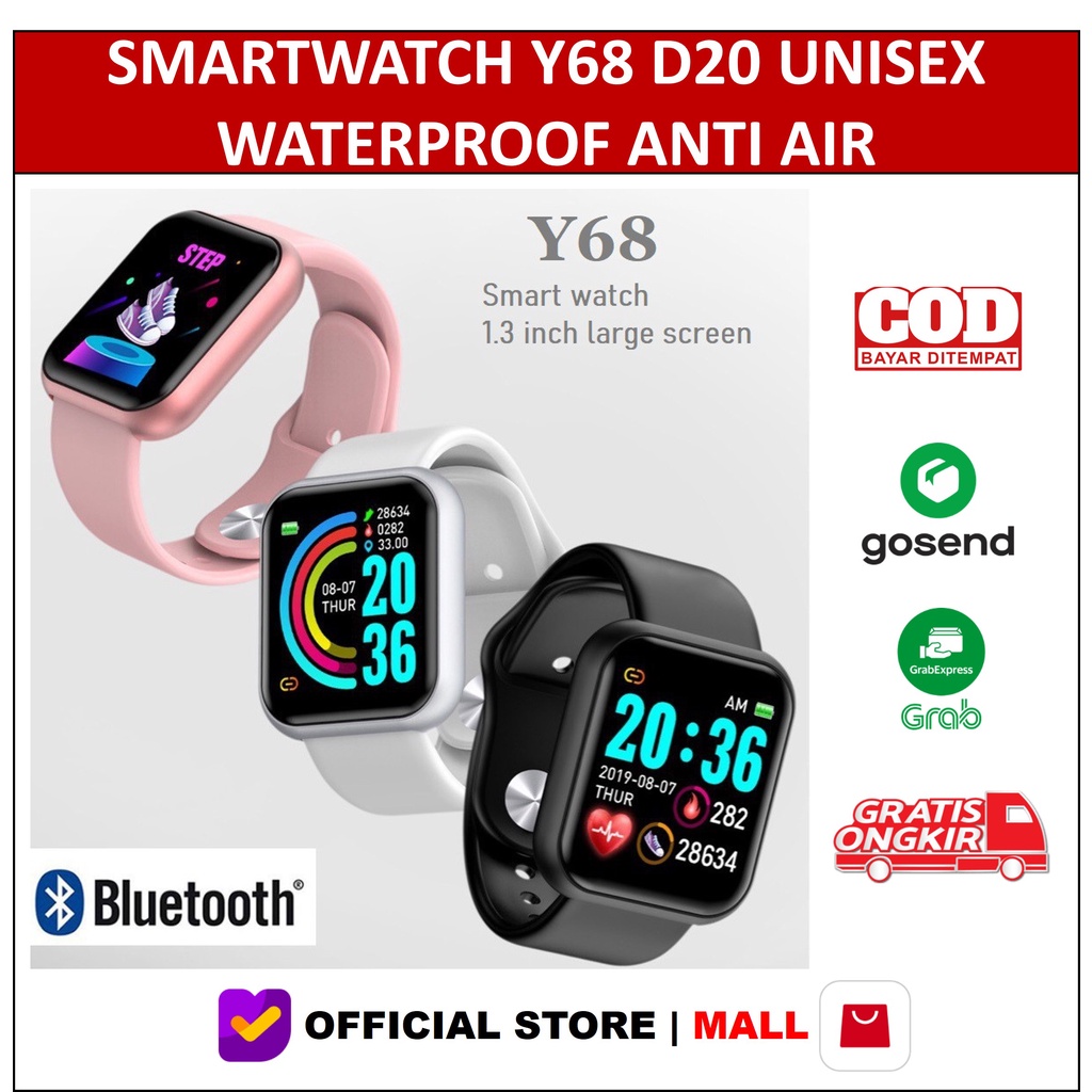Jual Smartwatch Bluetooth Y68 D20 Jam Tangan Unisex Cowok Cewek Pria ...