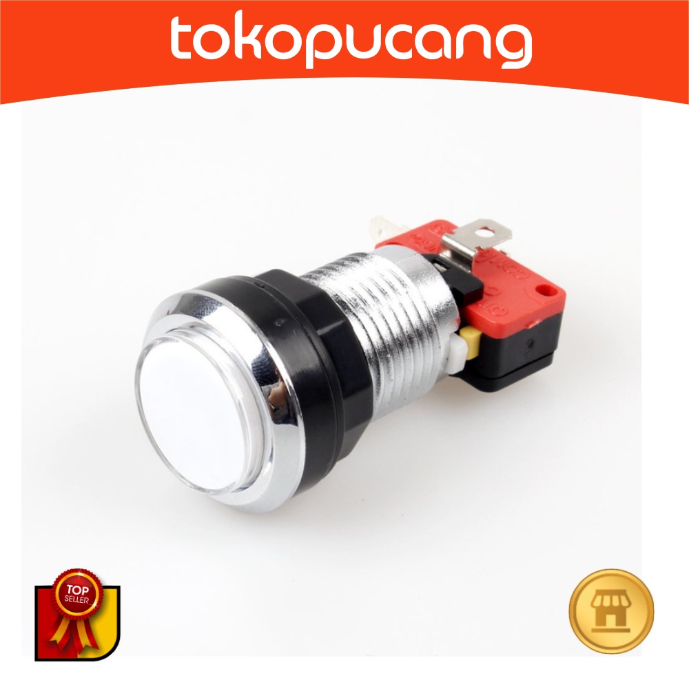 Jual Push On Button 32mm Chrome Round illuminated Arcade Switch LED ...