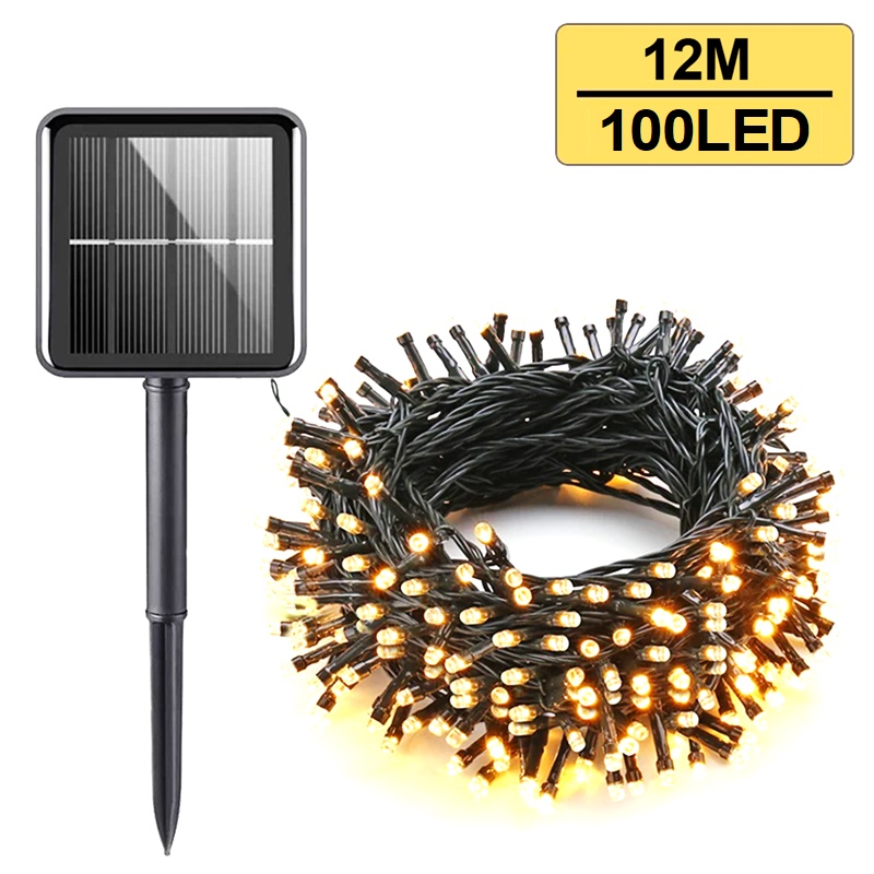 Jual Lampu Hias LED Solar Lampu Tali Hiasan Luar Ruangan 100LED 8 Mode ...