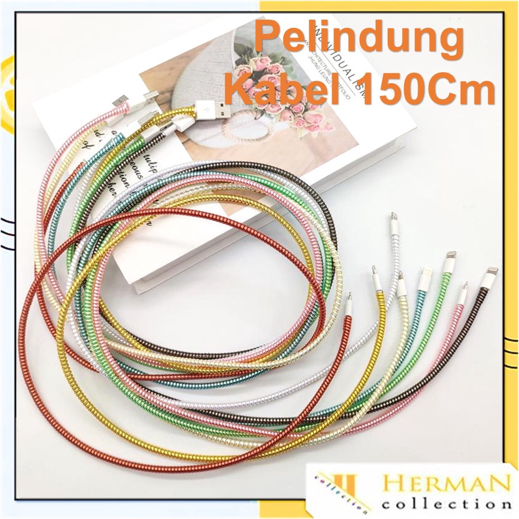 Jual HC Pelilit Kabel Spiral Warna Metalic 150Cm Pelindung Cable Hp ...