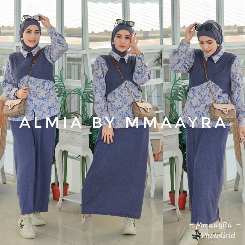Jual almia by mmaayra setelan atasan dan rok knit mix dobby crinkle setelan terbaru baju setelan ...